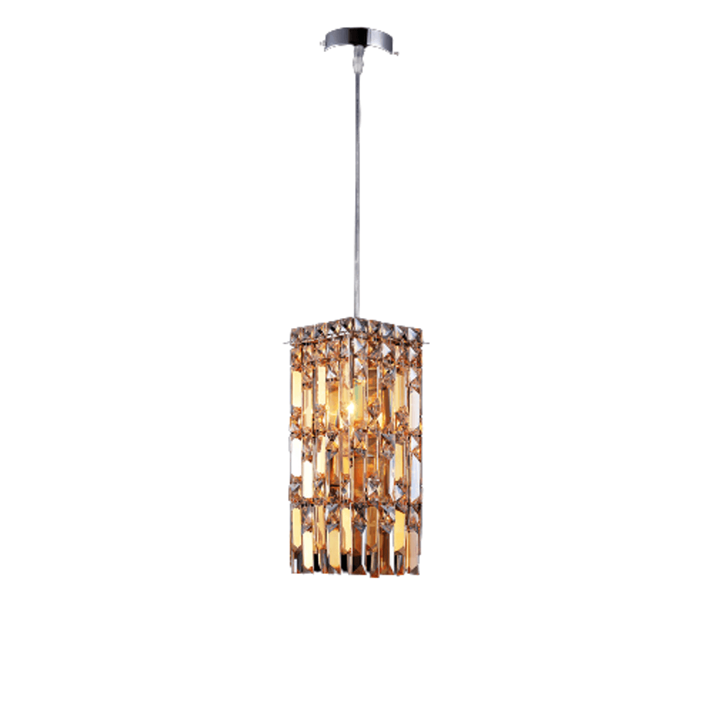 Pendente Cristal Champagne Quadrado P/1 E-14 Ref.Jl2001 - JLR - eletrotrafo